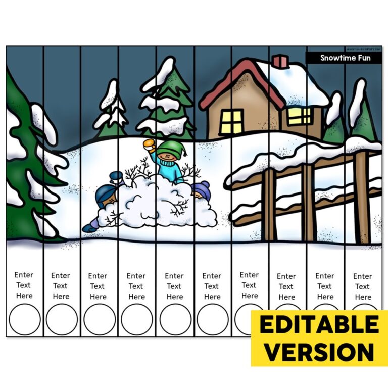 Editable January Math Puzzle – Snowtime Fun - Lucky Little Learners