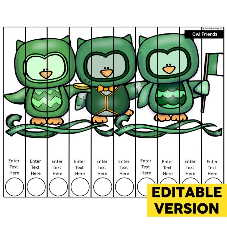 Editable March Math Puzzle – Owl Friends - Lucky Little Learners
