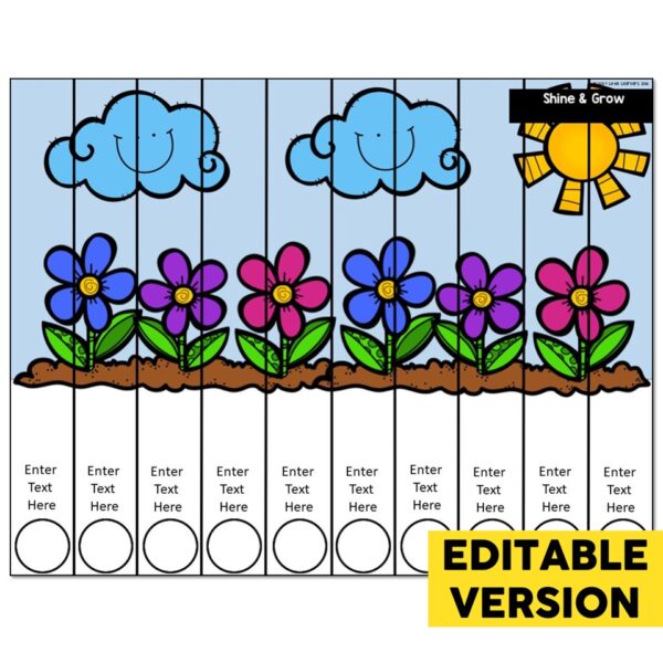 Editable May Math Puzzle – Shine and Grow - Lucky Little Learners