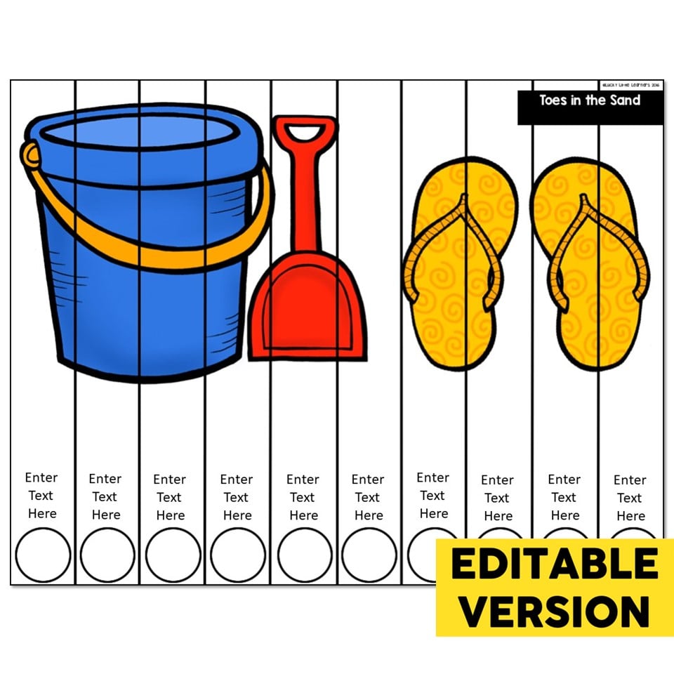 Editable May Math Puzzle – Toes in the Sand - Lucky Little Learners