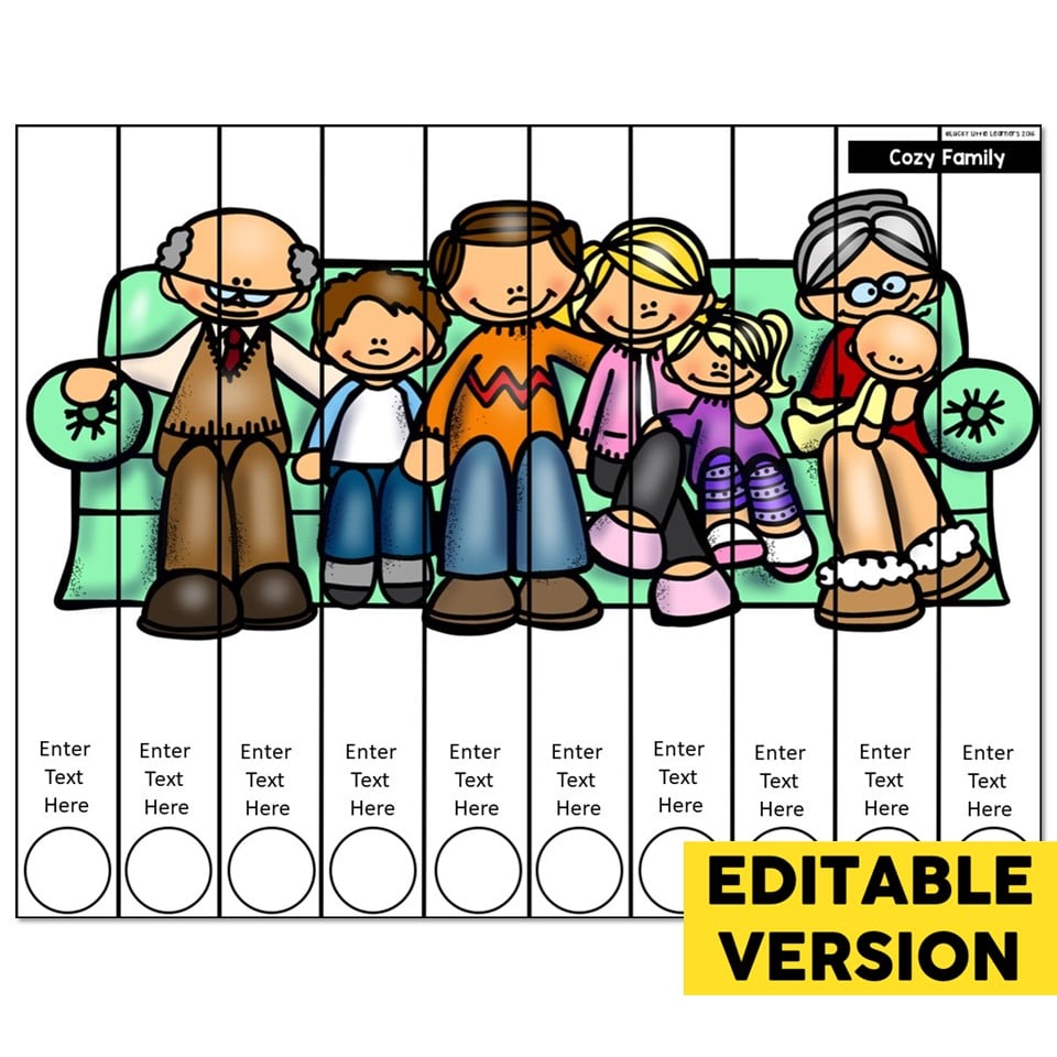 Editable November Math Puzzle – Cozy Family - Lucky Little Learners