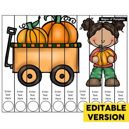 Editable October Math Puzzle – Wagon of Pumpkins - Lucky Little Learners