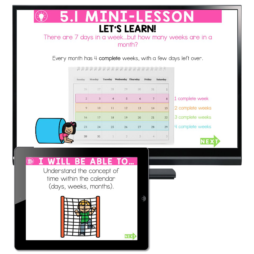 Lucky to Learn Math - Lesson 5.1 - Telling Time on a Calendar ...