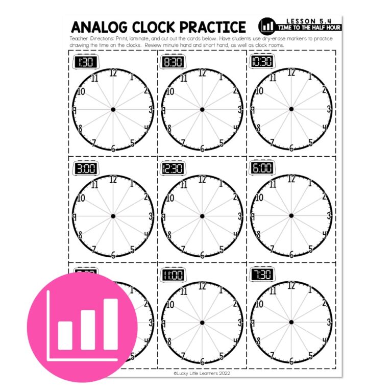 Lucky to Learn Math - Lesson 5.4 - Time to the Half Hour ...