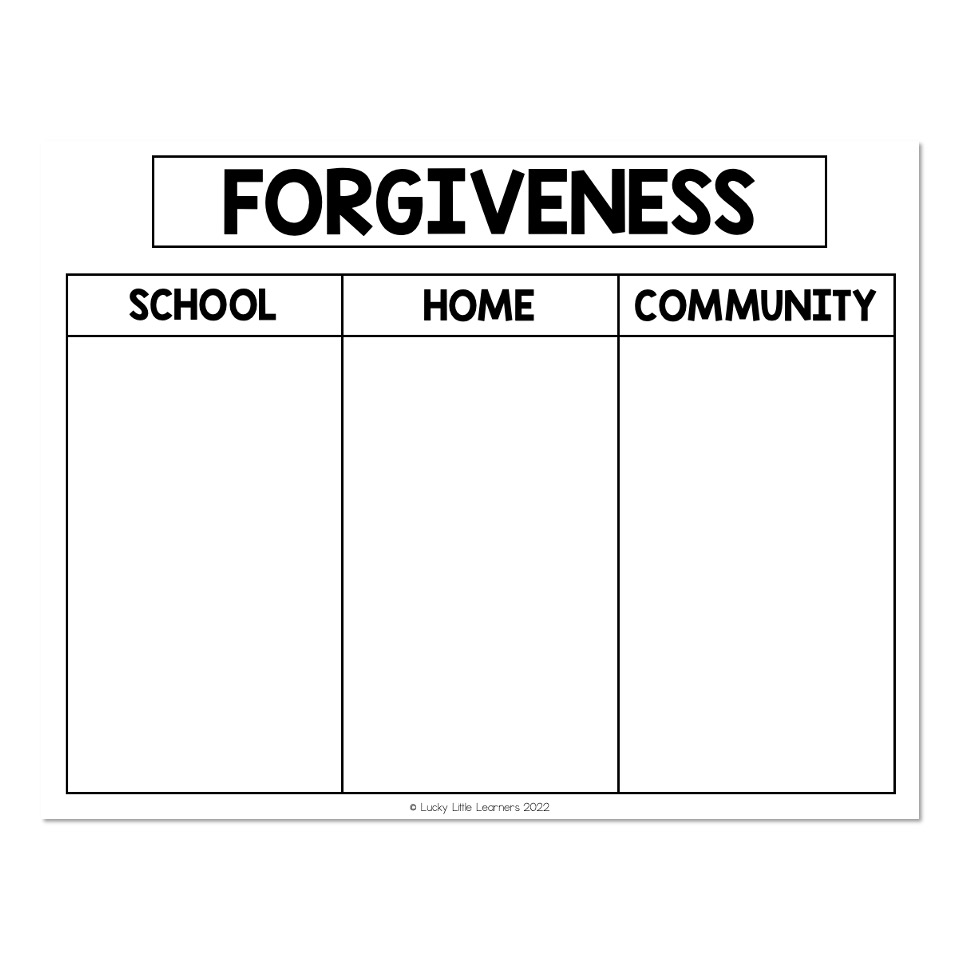 Social Emotional Learning – Forgiveness – Anchor Chart - Lucky Little Learners