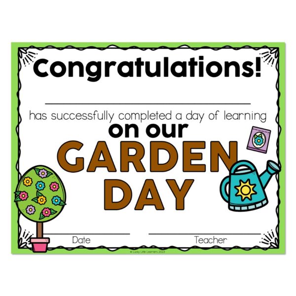 Classroom Transformation - Garden Day - Certificate - Lucky Little Learners