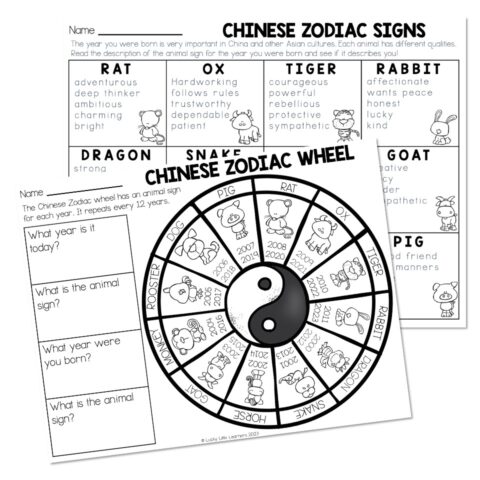 Lunar New Year - Chinese Zodiac Wheel Animal Signs - Lucky Little Learners