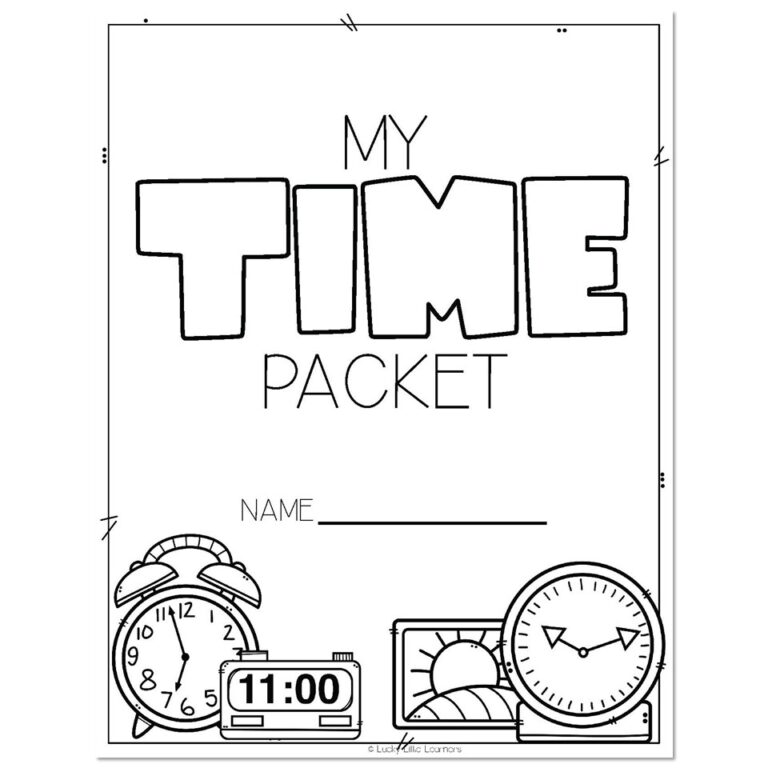 Math Worksheet Covers - My Time Packet - Lucky Little Learners