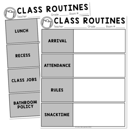 Sub Plans - Class Routines - Lucky Little Learners