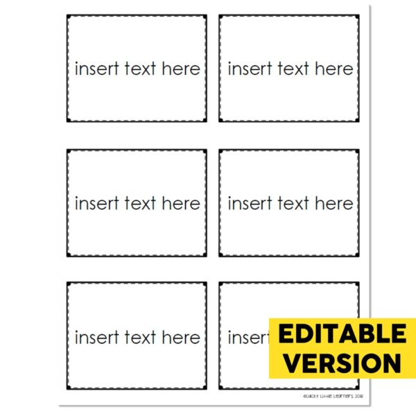 Editable Vocabulary Cards - Lucky Little Learners