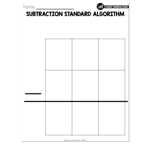 3-Digit Subtraction - Subtraction Standard Algorithm - Lucky Little ...
