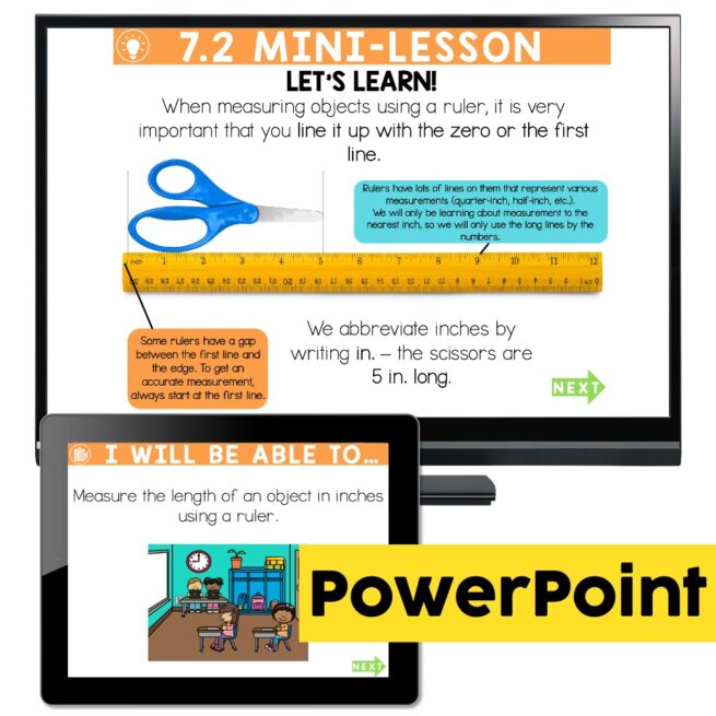 Lucky to Learn Math - Lesson 7.2 - Measuring Inches - Teaching Slides ...