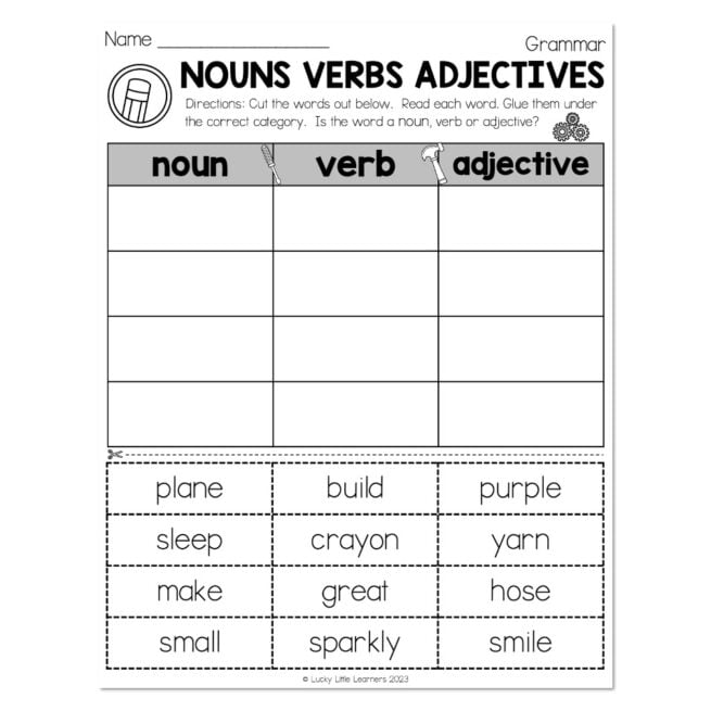 Sub Plans - End of Year - Grammar - Nouns Verbs Adjectives - Lucky ...