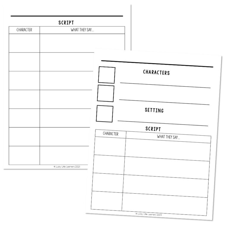 Blank Paired Play Script Template - Lucky Little Learners