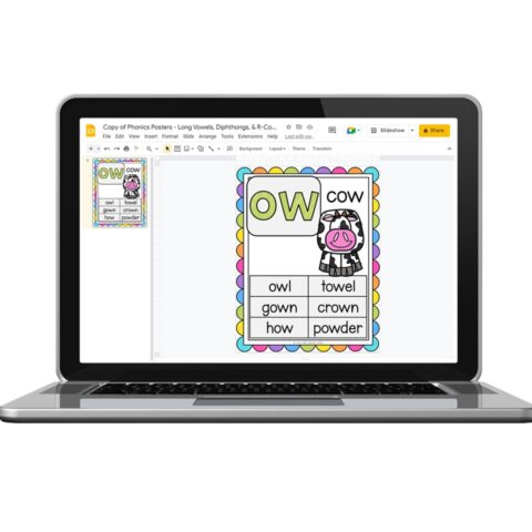 Digital Phonics Posters - Diphthongs - OW - Lucky Little Learners