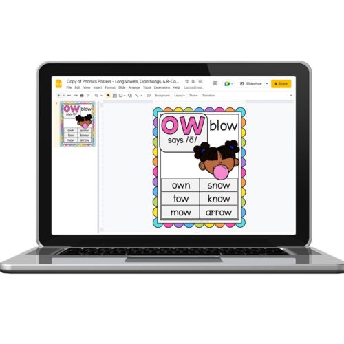 Digital Phonics Posters - Long Vowels - OW - Lucky Little Learners