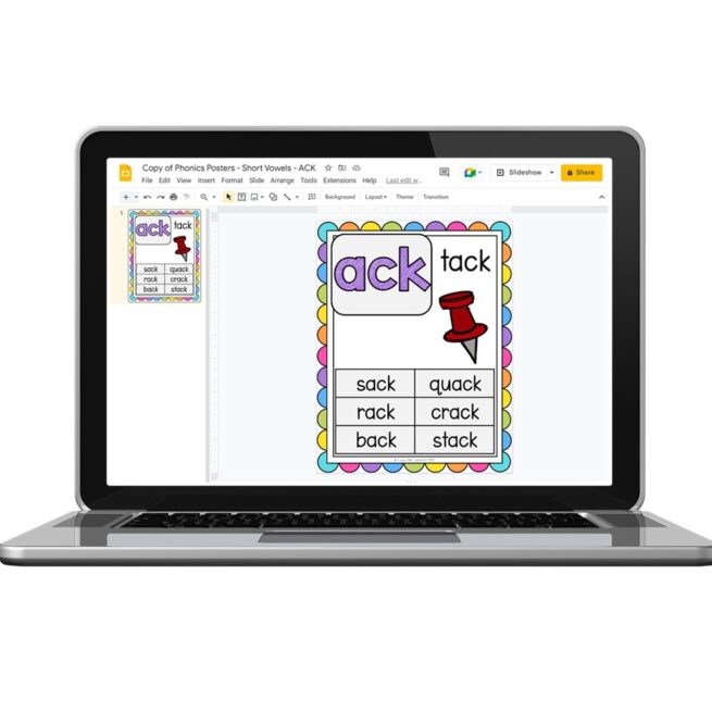 Digital Phonics Posters - Short Vowels - ACK - Lucky Little Learners