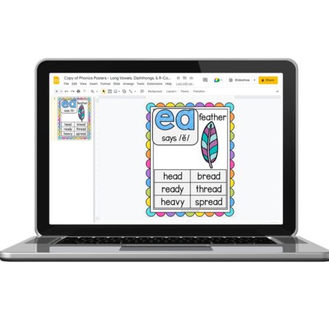 Digital Phonics Posters - Short Vowels - EA - Lucky Little Learners