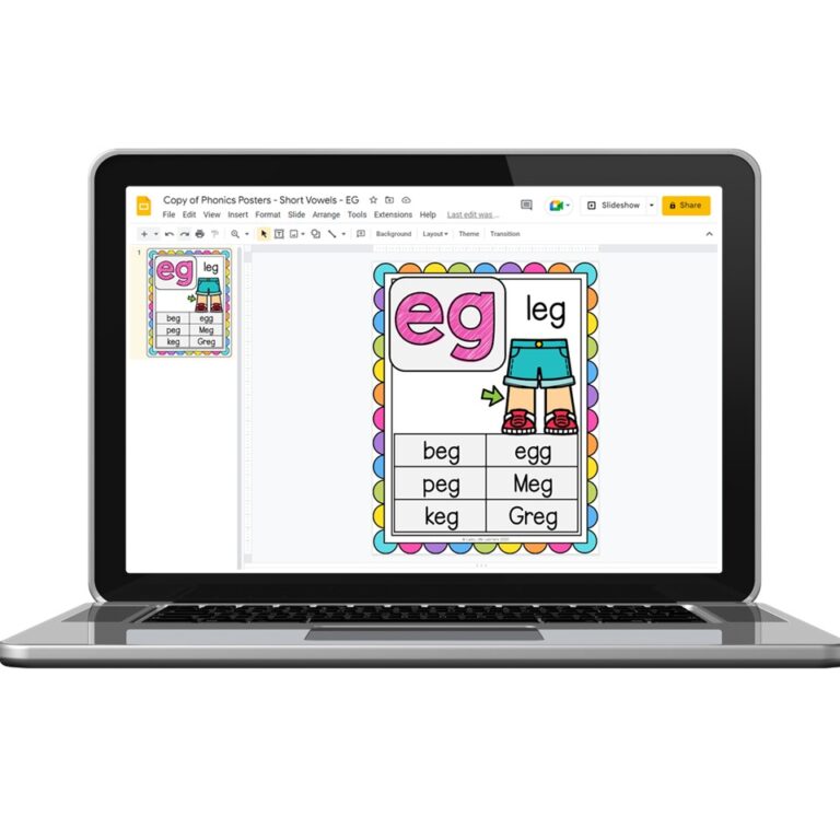 Digital Phonics Posters - Short Vowels - EG - Lucky Little Learners