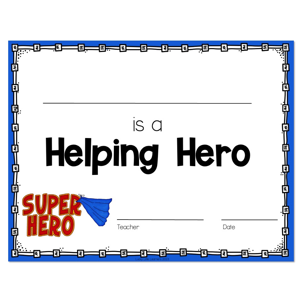 End of Year Awards - Helping Hero - Lucky Little Learners