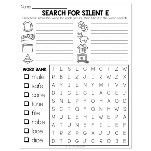 Phonics Worksheet - CVCE - Search for Silent E - Lucky Little Learners