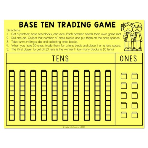 Place Value - Base Ten Trading Game - Lucky Little Learners