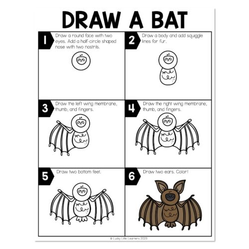 Sub Plans - Beginning of Year - Art - Bat Directed Drawing - Lucky ...