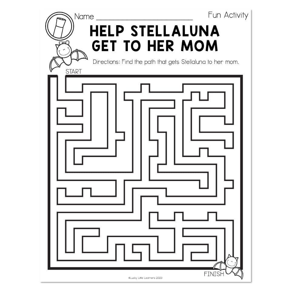 Sub Plans - Beginning of Year - Fun Activity - Help Stellaluna Get to ...
