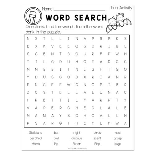 Sub Plans - Beginning of Year - Fun Activity - Word Search - Lucky ...