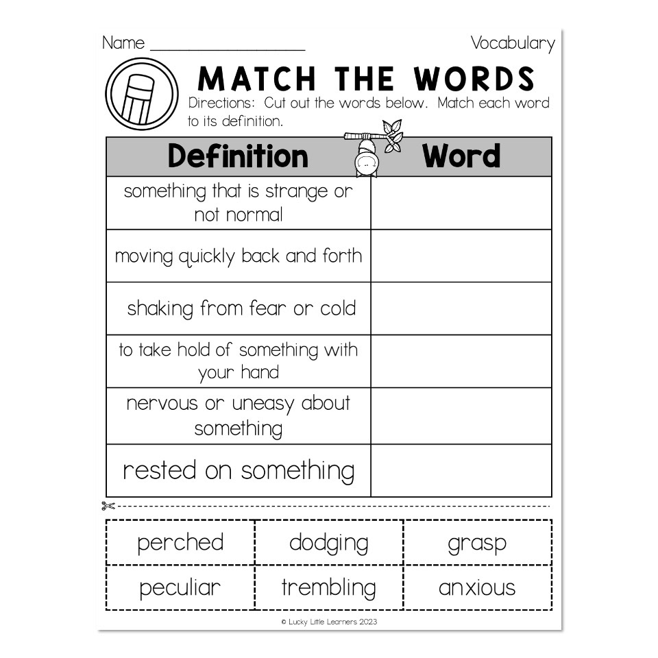 Sub Plans Beginning Of Year Vocabulary Match The Words Lucky Sub Plans Beginning Of Year Vocabulary Match The Words Lucky