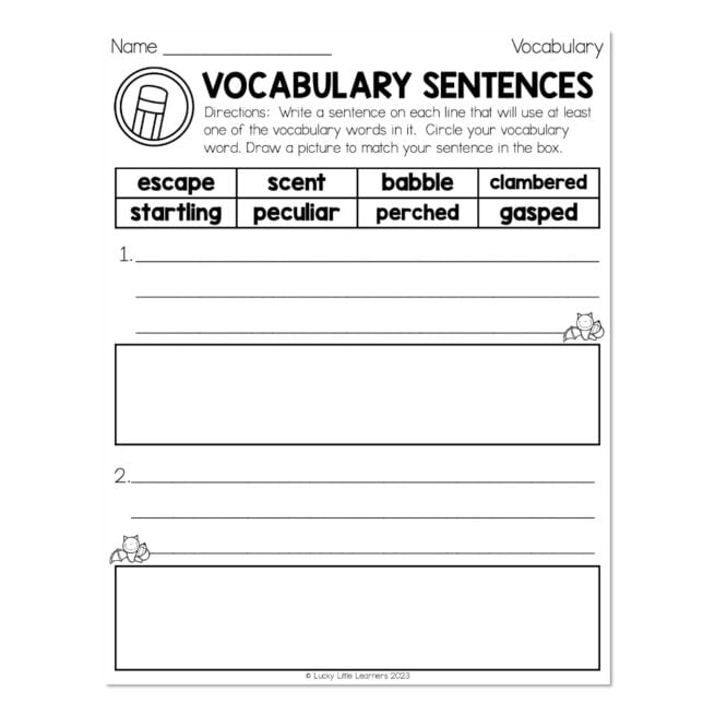 Sub Plans - Beginning of Year - Vocabulary - Vocabulary Sentences ...
