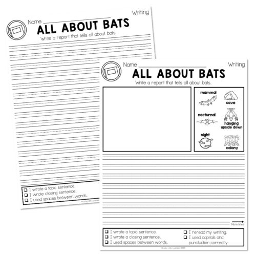 Sub Plans - Beginning of Year - Writing - All About Bats - Lucky Little ...