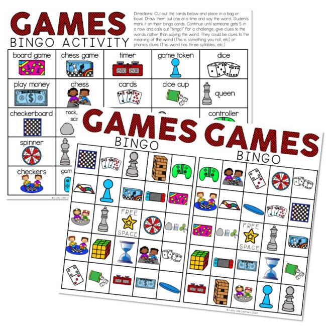 Classroom Transformation - Game Day - Games Bingo - Lucky Little Learners