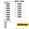 Editable Spelling Words Template - 15 Words, Sentence Lines - Lucky ...