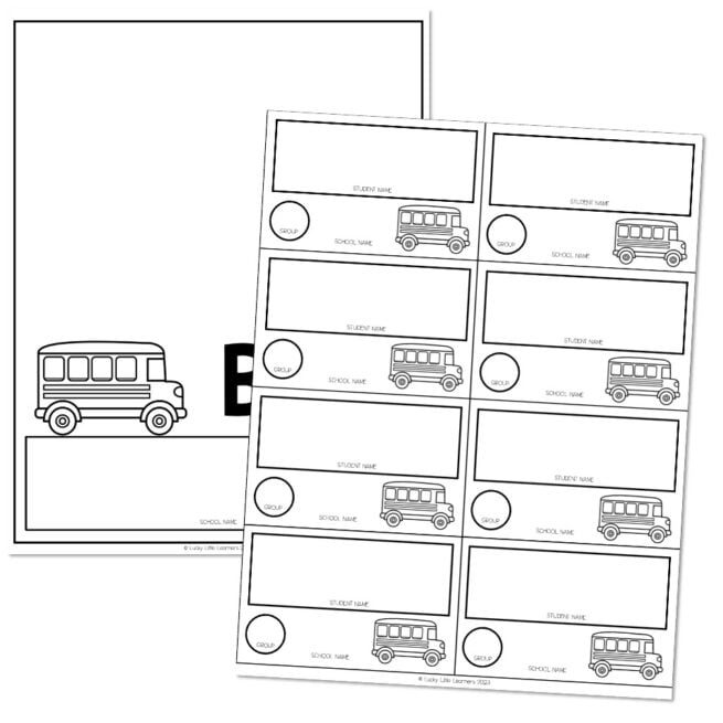Field Trip - Student Nametags and Bus Signs - Lucky Little Learners