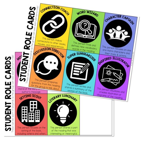 Literature Circles - Student Role Cards - Lucky Little Learners