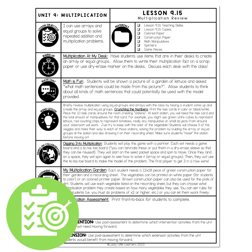 Lucky to Learn Math - Lesson 9.15 - Multiplication and Arrays Review ...