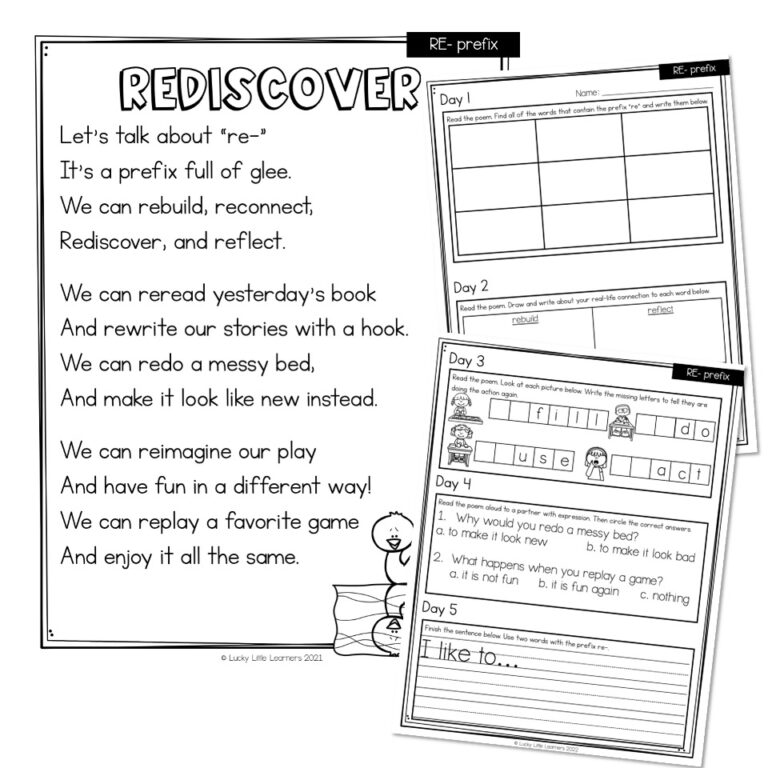 Phonics Poem - Prefix RE- Lucky Little Learners