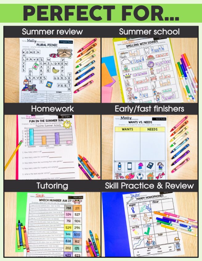 2nd Grade Summer Early Finishers Packet - Lucky Little Learners