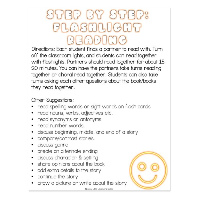 Classroom Transformation - Glow Day - Flashlight Reading Instructions ...