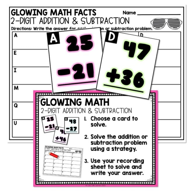 Classroom Transformation - Glow Day - Math Center - 2-digit addition ...