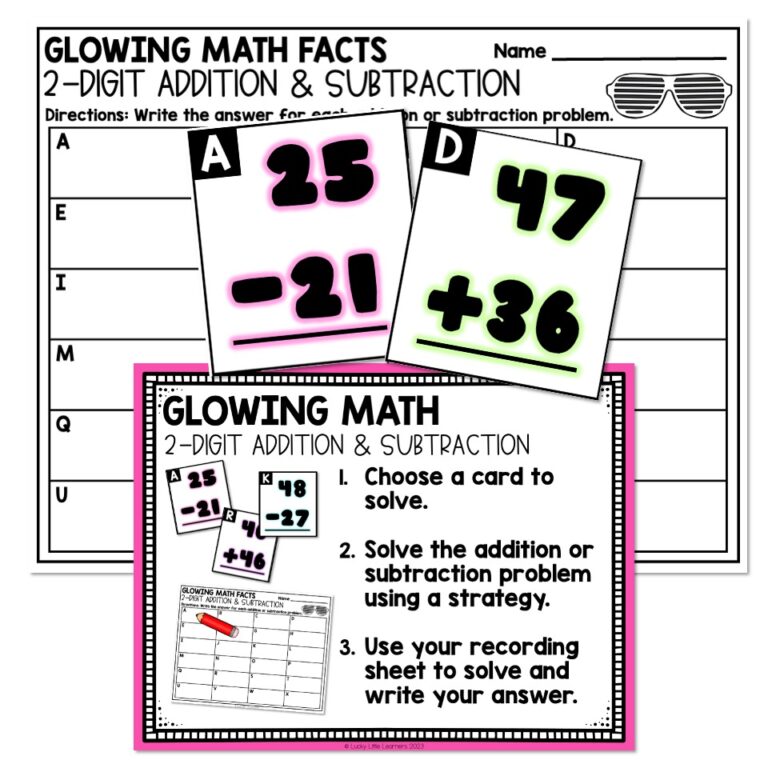 Classroom Transformation - Glow Day - Math Center - 2-digit addition ...