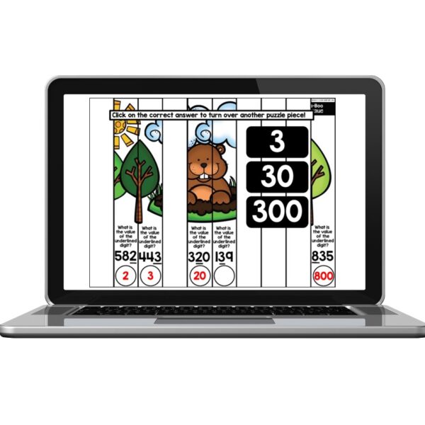 Digital February Math Puzzles - Place Value - 3-Digit - Lucky Little ...