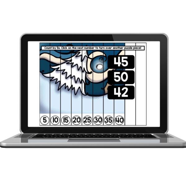 Digital January Math Puzzles - Skip Counting by 5's - Lucky Little Learners