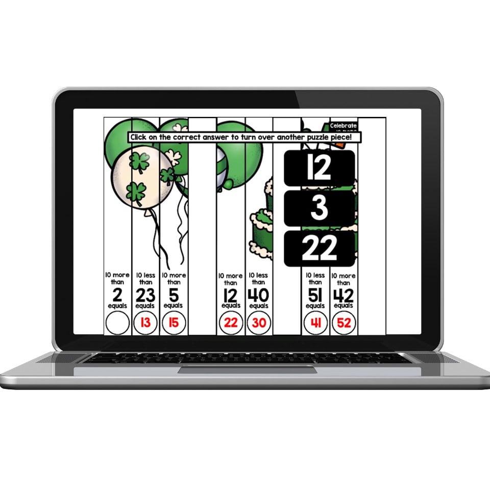 Digital March Math Puzzle – 10 More, 10 Less - Lucky Little Learners