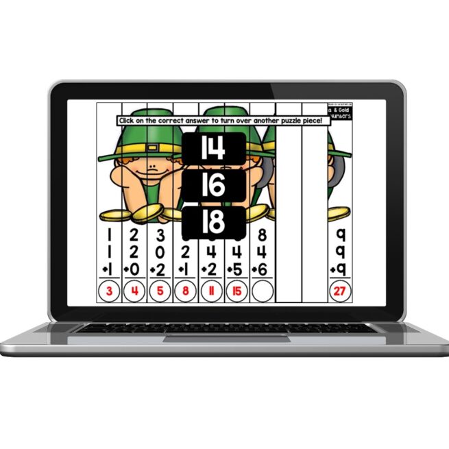 Digital March Math Puzzle – Adding 3 Numbers - Lucky Little Learners