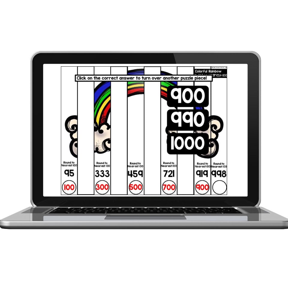 Digital March Math Puzzle – Rounding to Nearest 100 - Lucky Little Learners