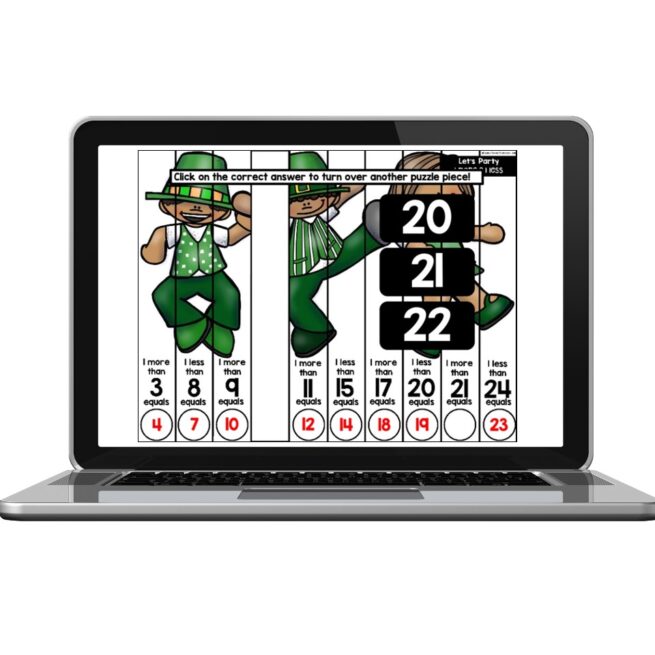 Digital March Math Puzzle - 1 More, 1 Less - Lucky Little Learners