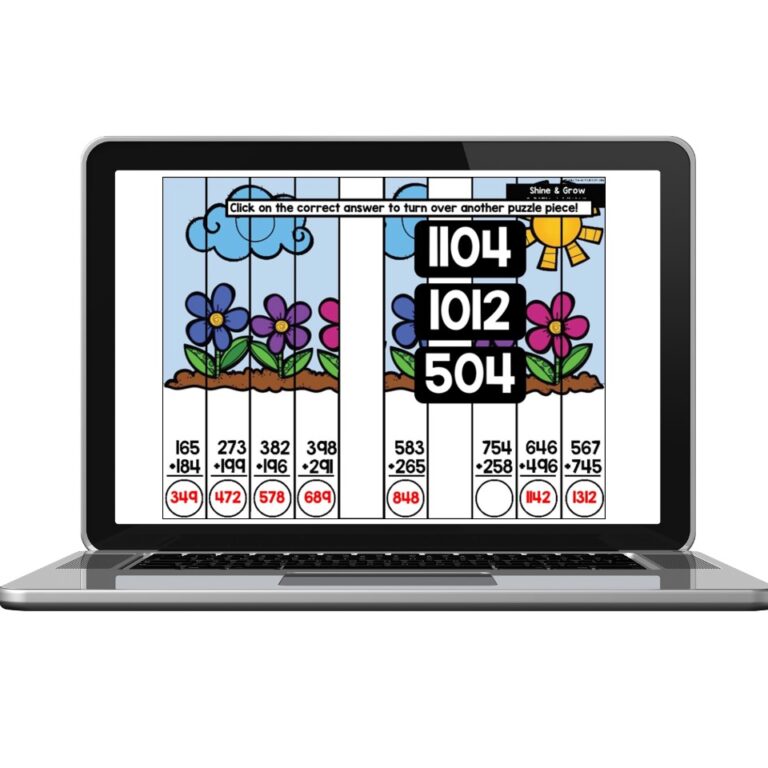 Digital May Math Puzzle – 3-Digit Addition - Lucky Little Learners