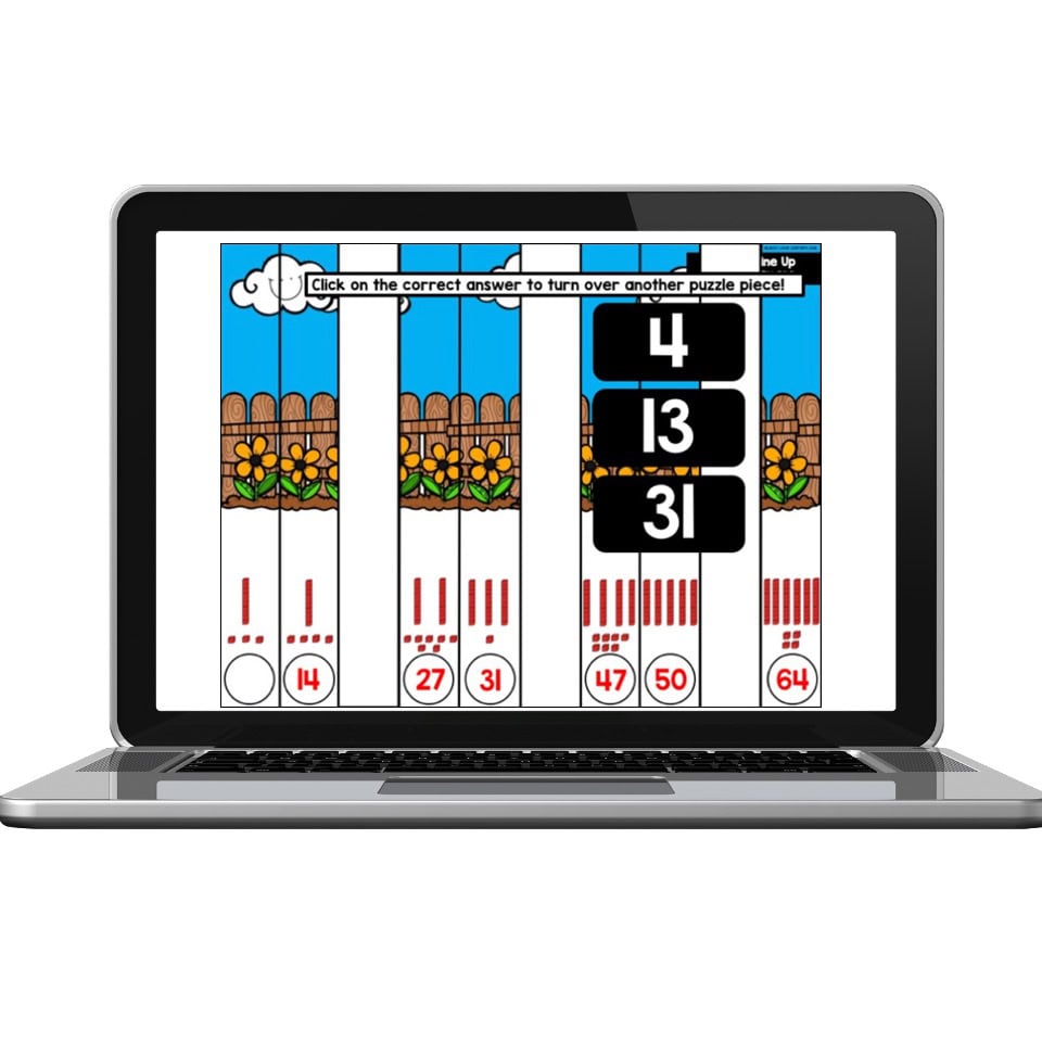 Digital May Math Puzzle – Base Ten Blocks - Set 1 - Lucky Little Learners